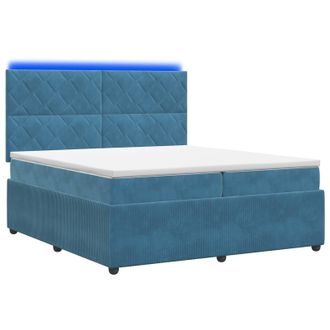 vidaXL Letto Box Spring Led Con Materasso Blu 200 X 200 Cm Velluto Vidaxl