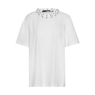 Rotate Rotate Birger Christensen, Femme, Tops, Blanc, Taille: 40 FR T-shirt Oversize avec Collier Bijou