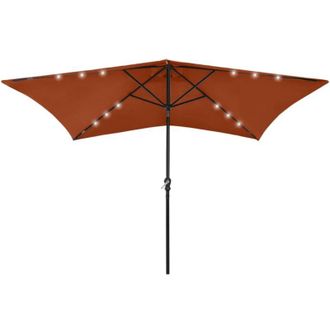 vidaXL Parasol avec led et m&acirc;t en acier Terre cuite 2x3 m