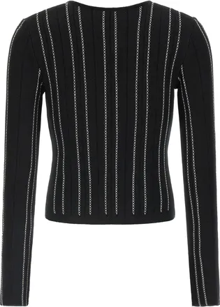 Elisabetta Franchi Origami-Weave Knit Cardigan - Black