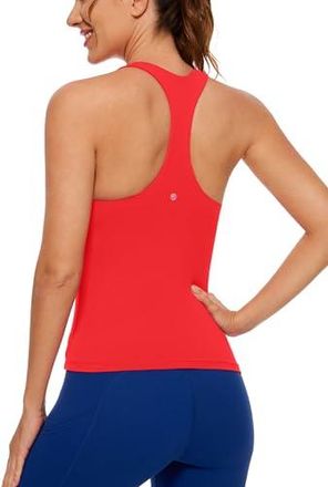 CRZ YOGA Butterluxe Palangre Débardeurs dentraînement pour Femme avec Soutien-Gorge de Sport Intégré à Dos Nageur Rouge Profond 38