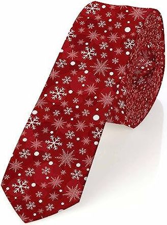 Generic Flocon De Neige Rouge Et Blanc Cravate Homme Doux Cravate Décontractée Cravates Pour Célébrations Scolaires Mariages