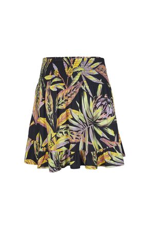 O'Neill Damen Lilia Smocked Skirt Rock, 39033 Black Tropical Flower, L/XL