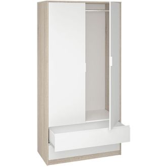 PEGANE Pegane - Armoire placard / meuble de rangement coloris ch&ecirc;ne cortez / blanc - Longueur 100 x Hauteur 200 x Profondeur 50 cm