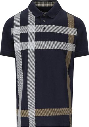 Barbour Homme, Tops, Bleu, Taille: XL Polo Navy avec Motif &Eacute;cossais