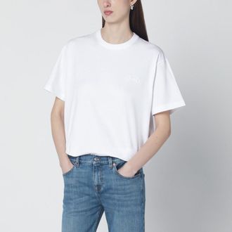 Gucci White T-shirt with horsebit embroidery