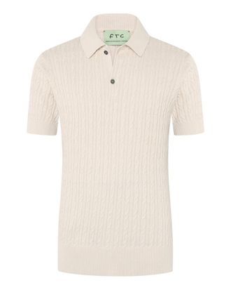 FTC Zopfstrick-Poloshirt aus einem Baumwolle-Kaschmir-Mix in