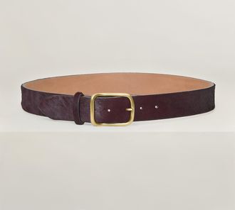 Reptiles House Gürtel mit Löwen schnalle und nahtlosem 40mm Pferdefell - Bordeaux