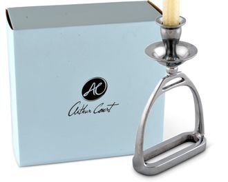 Arthur Court Candlestick Equestrian Horse Polo-Steigb&uuml;gel, Aluminiumguss, handpoliert, 20,3 cm hoch