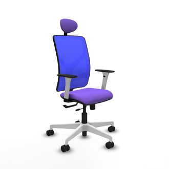 Piqueras y Crespo Gepolsterter B&uuml;rostuhl mit wei&szlig;en und schwarzen Armlehnen, h&ouml;henverstellbare Lendenwirbelst&uuml;tze und festes Kopfteil, ausgestattet mit Syncro/Traslack.