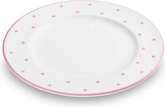 Gmundner Keramik Dessertteller Gourmet Durchmesser : 22 cm Herzerl Rosa Geschirr, handgemacht in Österreich