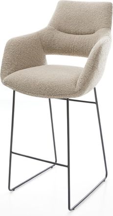 DELIFE Barstuhl Yago-Flex Boucl&eacute; Schlamm Kufengestell Metall Schwarz Taschenfederkern, Barst&uuml;hle