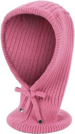 Generic &Eacute;charpe &agrave; capuche tricot&eacute;e - Bonnet dhiver en tricot - Bonnet chaud pour femme, Rose, taille unique
