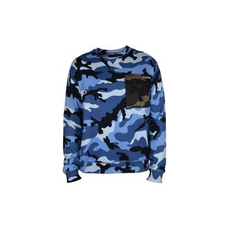 Valentino Garavani Camouflage Pocket Rundhals-Sweatshirt - - Sweatshirts & Hoodies - Herren - Blau - S
