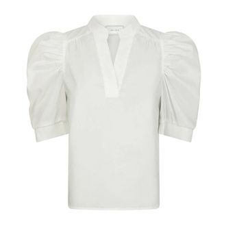 Neo Noir Wei&szlig;e Popelinebluse mit Puff&auml;rmeln - - Blouses & Shirts - Damen - Wei&szlig; - M