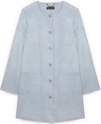 Fiorella Rubino Femme, Manteaux, Bleu, Taille: 38 FR Manteau doux au toucher avec boutons