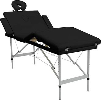 vidaXL Massageliege Klappbar 4-Zonen mit Aluminiumgestell Schwarz - Vidaxl