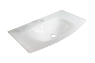 Fackelmann Waschbecken Lugano/Waschtisch aus Glas/Ma&szlig;e (B x H x T): ca. 80 x 16 x 46 cm/hochwertiges, geschwungenes Waschbecken f&uuml;r das Badezimmer/Farbe: Wei&szlig;-Tr