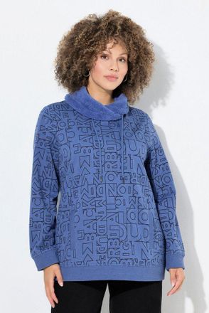 Ulla Popken Sweatshirt Sweatshirt bedruckt Teddy-Stehkragen Langarm