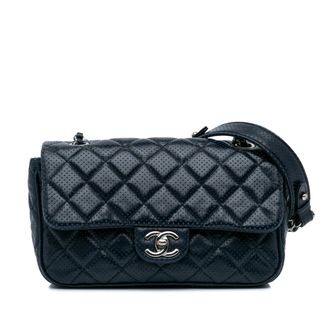 Chanel Navy Perforated Mini Rectangular Flap Bag