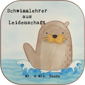 Mr. & Mrs. Panda gl&auml;seruntersetzer Schwimmlehrer Leidenschaft Design - Geschenk, Coaster, Schwimmbad, Schwimmkurs, Schwimmschule, Spruch, Untersetzer f&uuml;r Gl&auml;ser, Beruf