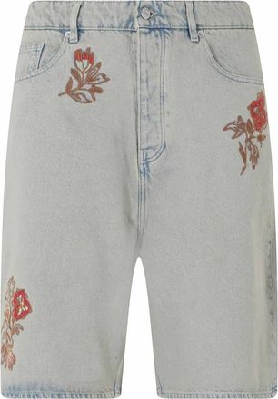Dr&ocirc;le de Monsieur Homme, Shorts, Bleu, Taille: M Short en jean avec broderies florales