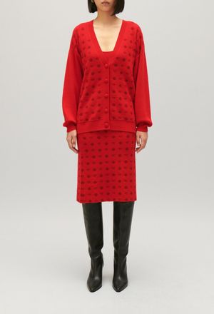 Claudie Pierlot Cardigan jacquard rouge