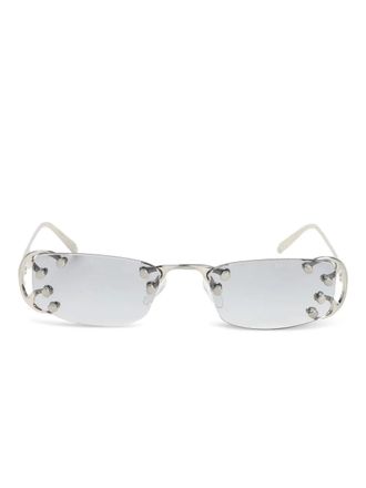 Prada lunettes de soleil rectangulaires à détails de clous - Argent