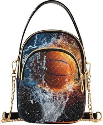 Mnsruu Sac à bandoulière pour femme, sac à dos de basket-ball, petit sac à bandoulière avec sangle réglable