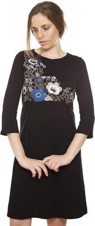 Mamatayoe Robe Castello pour Femme, Manches Trois Quarts, col Rond, Noir, Taille XXL