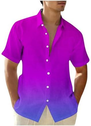 Generic Chemise &agrave; manches courtes pour homme, style d&eacute;contract&eacute;, classique, col rabattable, &eacute;l&eacute;gant, extensible, l&eacute;ger et confortable, chemise boutonn&eacute;e pour 