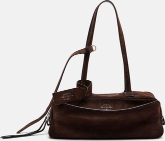 Balenciaga Schultertasche Carrie Small aus Veloursleder
