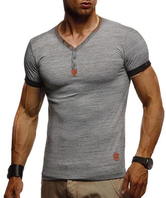 LEIF NELSON Sommer T-Shirt Herren V-Ausschnitt (Anthrazit, Gr&ouml;&szlig;e XXL) - Coole Tshirts lang V-Neck Baumwolle - Casual Basic Shirts M&auml;nner Kurzarm