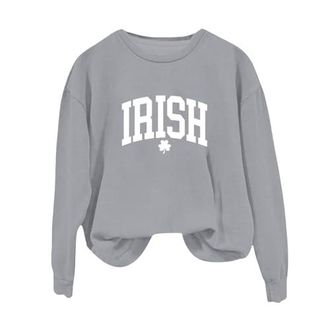 Generic Sweat à capuche à manches longues pour femme pour la Saint-Patrick - Motif trèfle vert - Pull décontracté tendance - Cadeaux de vacances, 2 - Gris, XX