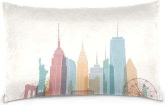 Linomo Kissenbezug 40x60 cm, Amerikanisch New York Stadt Dekorative Kissenbezug Kissenhülle für Couch Sofa Bett Hause
