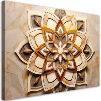Feeby Bilder Blume Mandala AI 90x60 cm 1 tlg Modern Leinwandbilder Bild auf Leinwand Kunstdruck Wand Bild Wanddeko Design Schlafzimmer B&uuml;ro Flur Hotel Spa W