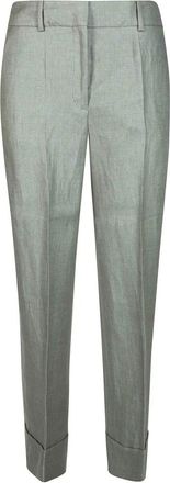 Incotex Femme, Pantalons, Vert, Taille: 40 FR Arlys Lino Dritto Risvolto