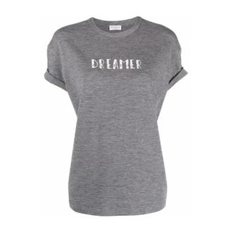 Brunello Cucinelli Dreamer Jersey T-Shirt - - Tops - Damen - Grau - L