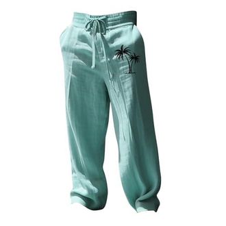 Generic Pantalon de loisirs &eacute;lastique pour homme avec motif imprim&eacute;, coupe droite, m&eacute;lange de coton confortable, pantalon d&eacute;contract&eacute; au quotidien avec cordon