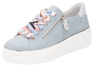Remonte Plateausneaker REMONTE, Damen, Gr. 40, wei&szlig; (hellblau, wei&szlig;), Veloursleder, kontrastfarbene Details, Schuhe Plateausneaker, Freizeitschuh, Halbschuh, 