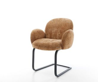 DELIFE Freischwinger Nube-Flex mit Armlehnen Chenille Rost Freischwinger flach Schwarz Taschenfederkern, Esszimmerst&uuml;hle