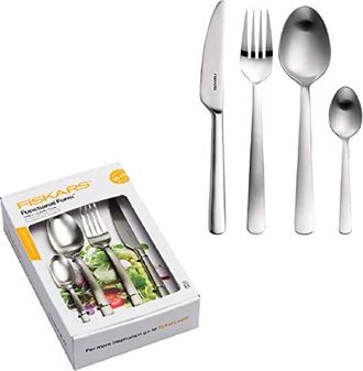 Fiskars Besteck-Set, 16-teilig, Qualitätsstahl, Silber/Matt, Functional Form, 1002958