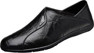 Generic Chaussures de mariage formelles pour homme - Mocassins plats &agrave; coupe basse sans lacets - Mocassins &agrave; enfiler - Bout carr&eacute; - Chaussures en cuir &agrave; talon