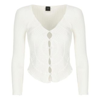 Pinko Wei&szlig;er Viskose-Cardigan mit Asymmetrischem Saum - - Knitwear - Damen - Wei&szlig; - XS