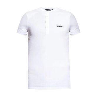 Versace Baumwoll-T-Shirt mit Rippstruktur - - Tops - Herren - Wei&szlig; - S