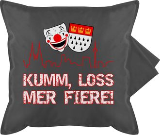 Shirtracer Kissenbezug - & Fasching - Kissen - Kumm Loss mer fiere Kölle Alaaf I Köln Wappen Karneval I Karnevalskostüm Clown - 50 x 50 cm - Grau - karnevalskiss