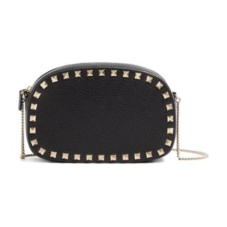 Valentino Garavani Femme, Sacs, Noir, Taille: ONE Size Petit Sac Bandouli&egrave;re Rockstud en Cuir Granuleux