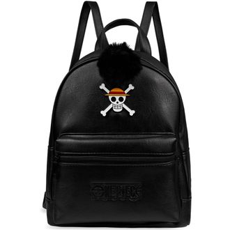 OnePiece Rucksack Damen Teenager, Tasche Schwarz, Tagesrucks&auml;cke mit Pom-Pom f&uuml;r Reisen Freizeit, Anime Geschenk f&uuml;r Sie