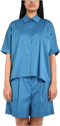 Max Mara Femme, Blouses et Chemises, Bleu, Taille: 38 FR Cotton Poplin Shirt