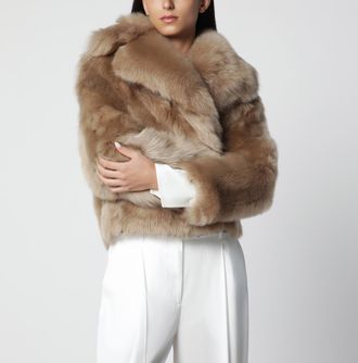 BLANCHA Kurze Pelzjacke in Haselnuss